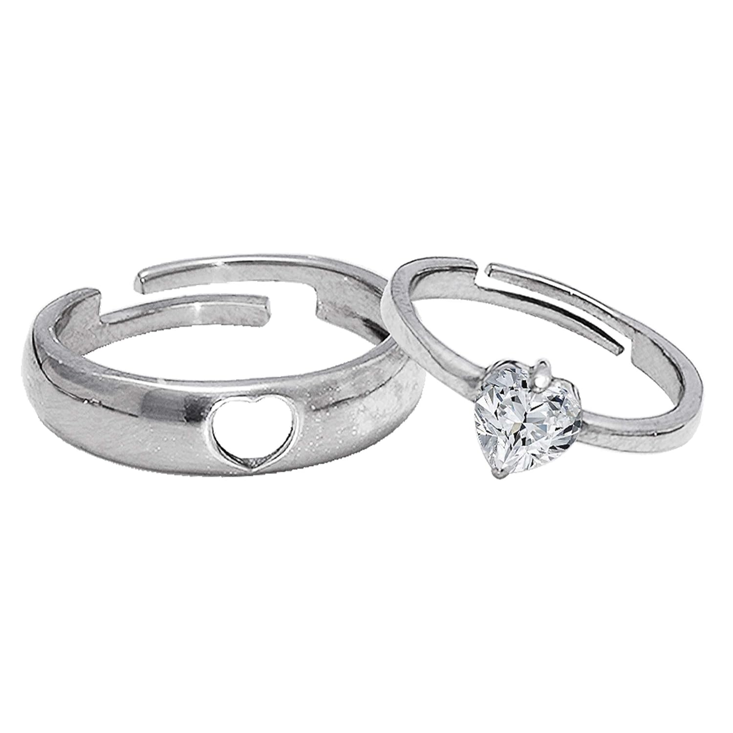 Buy GIVA 925 Sterling Silver Embrace Heart Couple Band Adjustable ...
