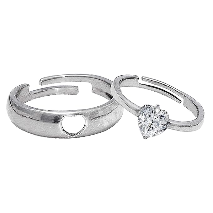 Buy GIVA 925 Sterling Silver Embrace Heart Couple Band Adjustable ...