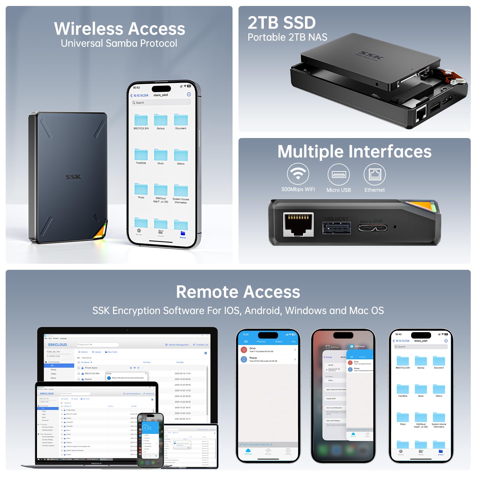 Mua SSK 2TB Portable External SSD with Wi-Fi Hotspot, Personal Cloud ...