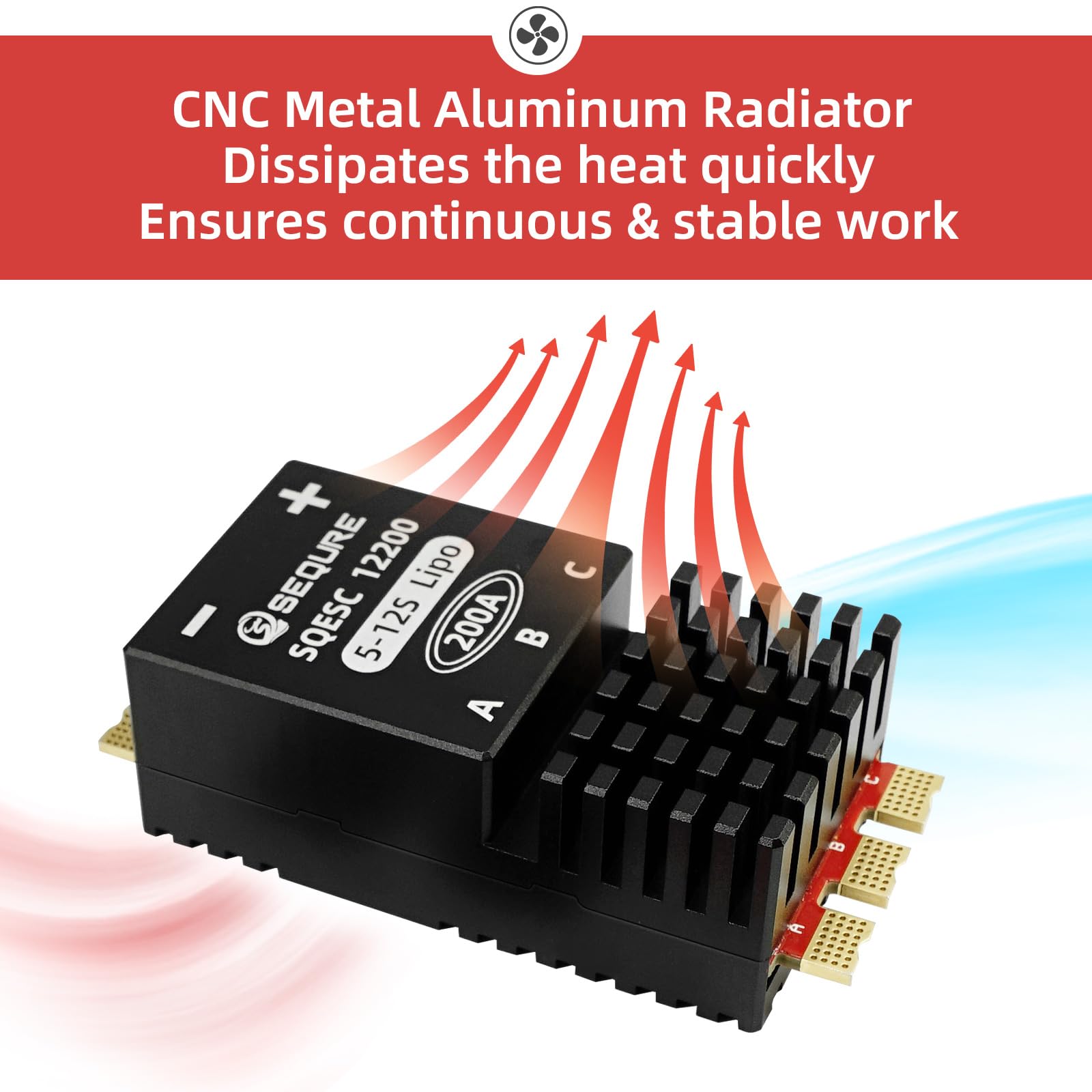 SEQURE 200A Brushless ESC 5S-12S Electric Speed Controller For RC Cars Boats Crawler Tank - AM32 ...