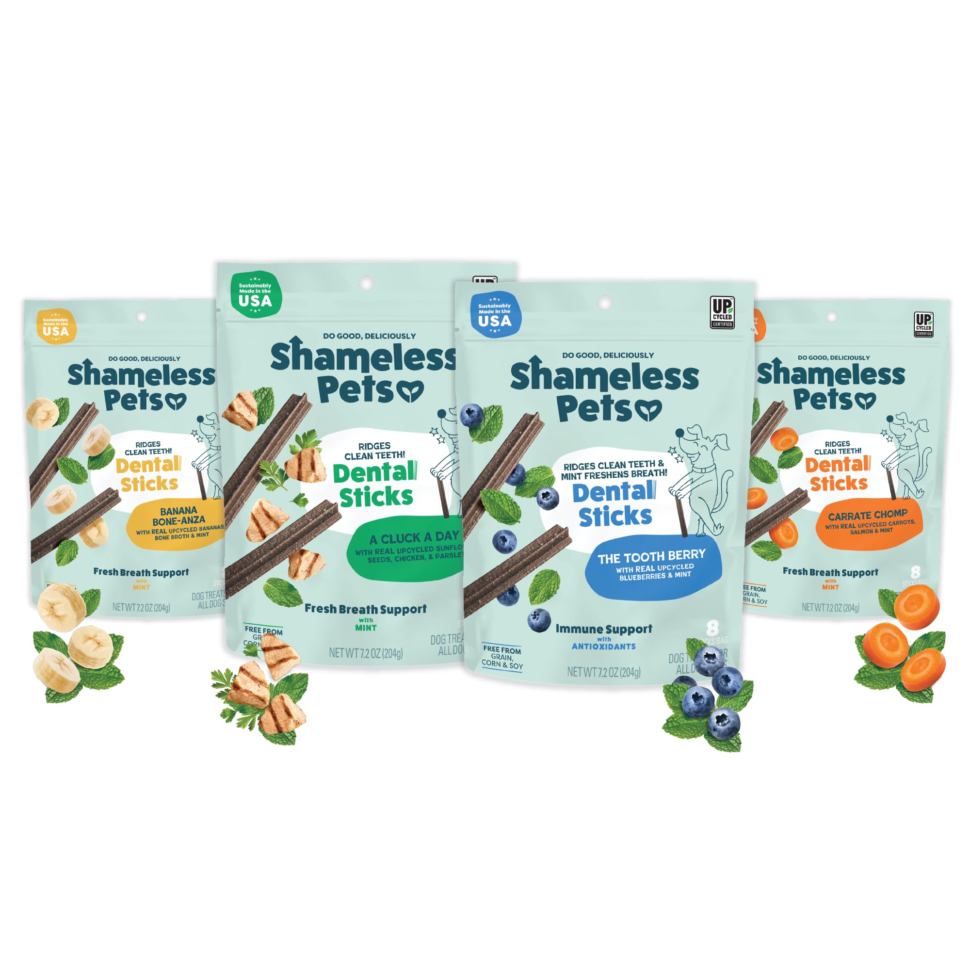 Shameless Pets Dental Treats for Dogs, Variety (4-Pack) - Healthy Teeth ...