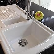 LUNA CERAMIC 1.5 BOWL AND DRAINER KITCHEN SINK WHITE: Amazon.co.uk: DIY ...