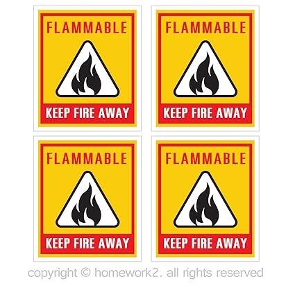 Amazon.com: Flammable Keep FIRE Away Safety Warning Sign Stickers, 3 X ...