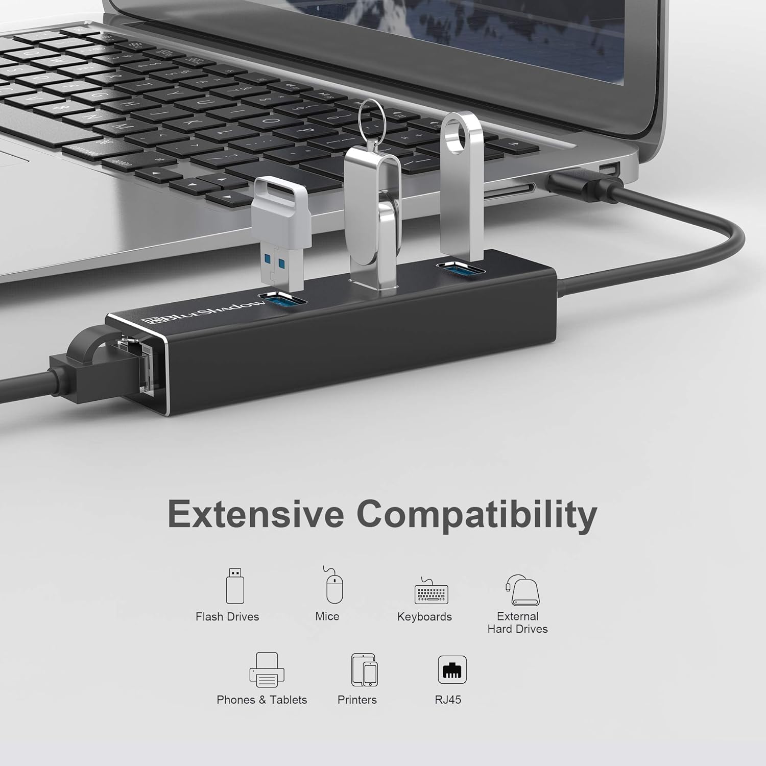 Prideal USB 3.0 Ethernet HUB,USB to 3-Port USB 3.0 Hub with RJ45 ...