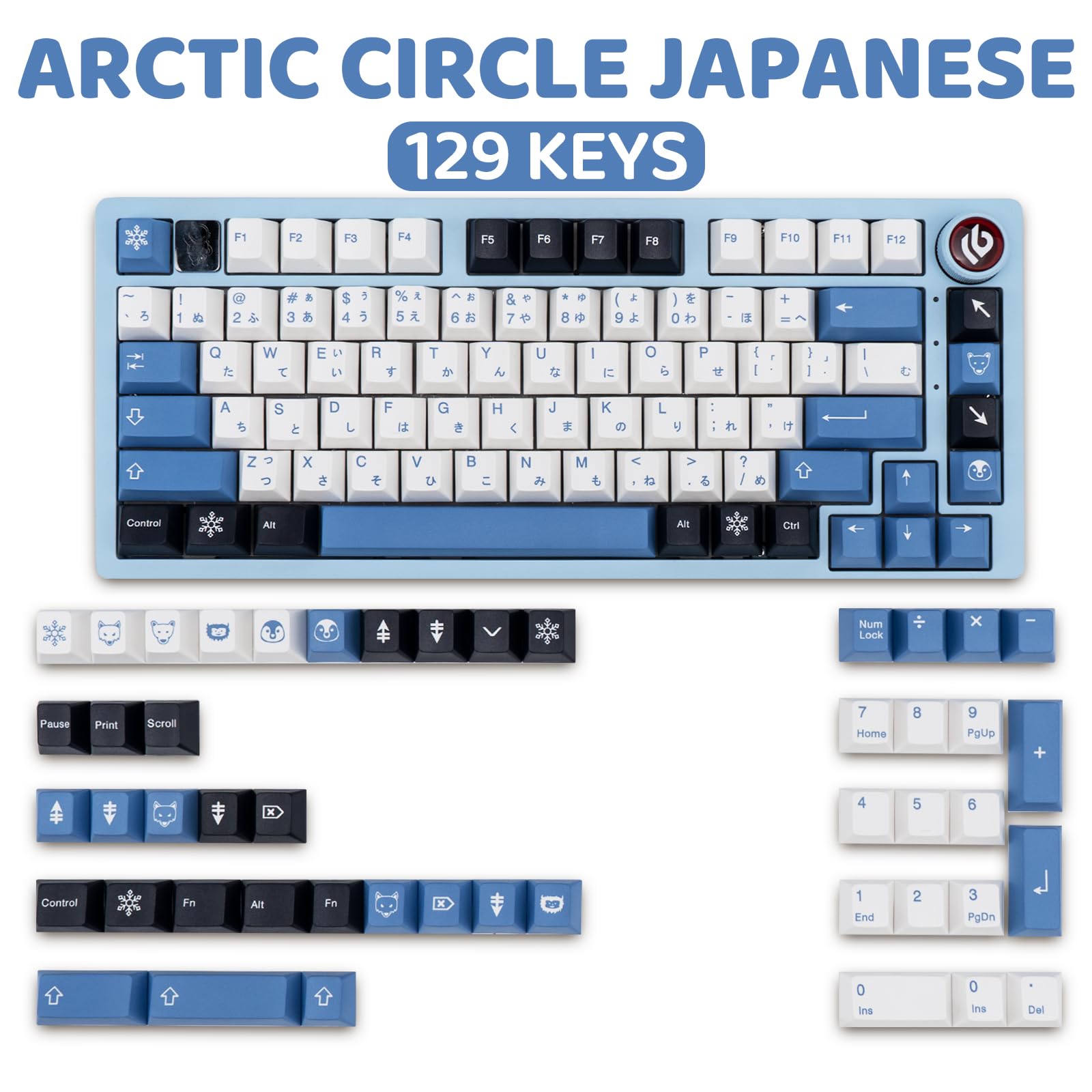 Mua GEKUCAP PBT Keycaps 129 Keys Arctic Keycaps Dye-Sublimation Blue ...