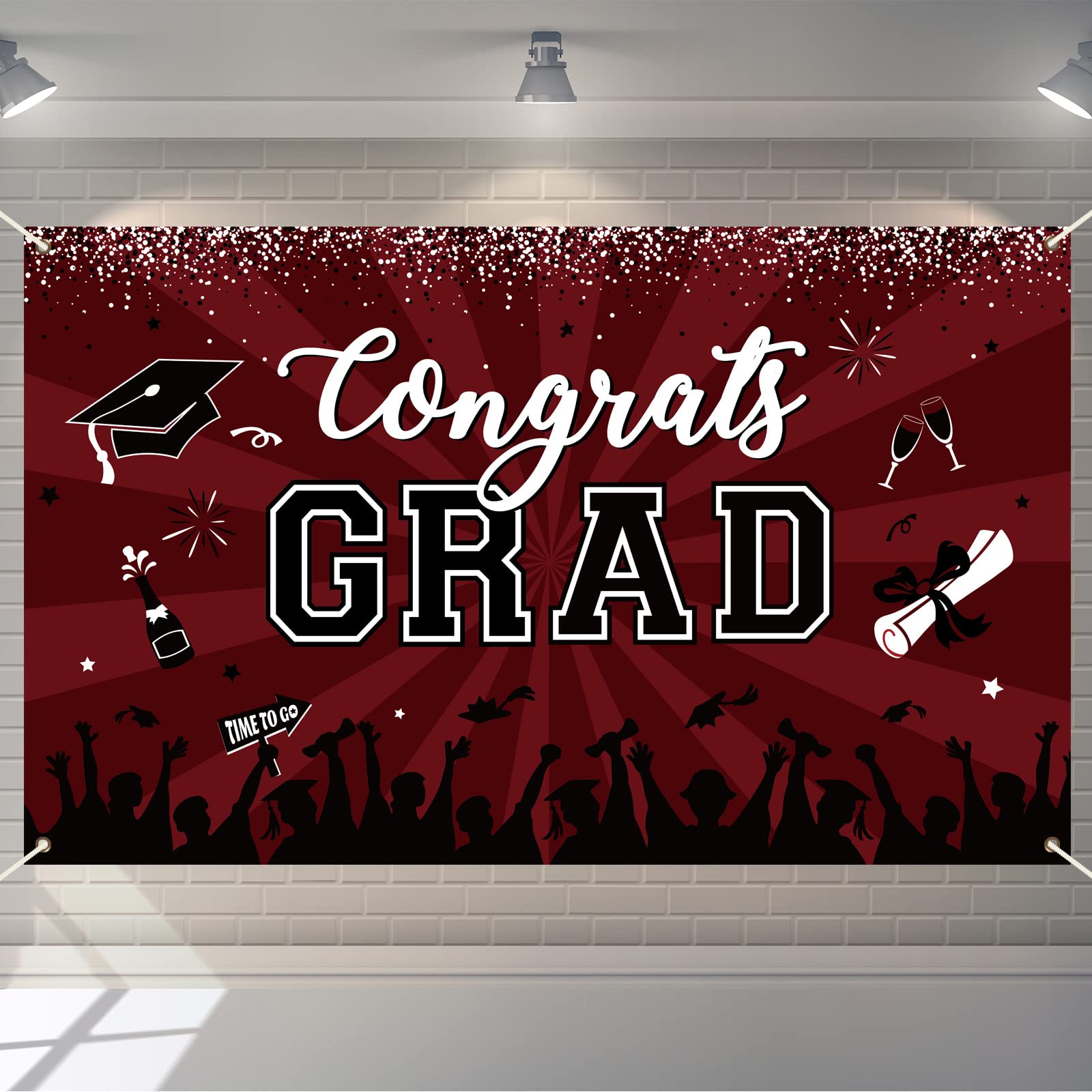 Maroon and Black Graduation Banner 2025 Congrats Grad for Party ...