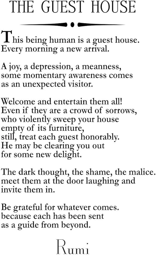 Rumi Quote The Guest House Poem by Rumi Inspiring Poem Guest House ...