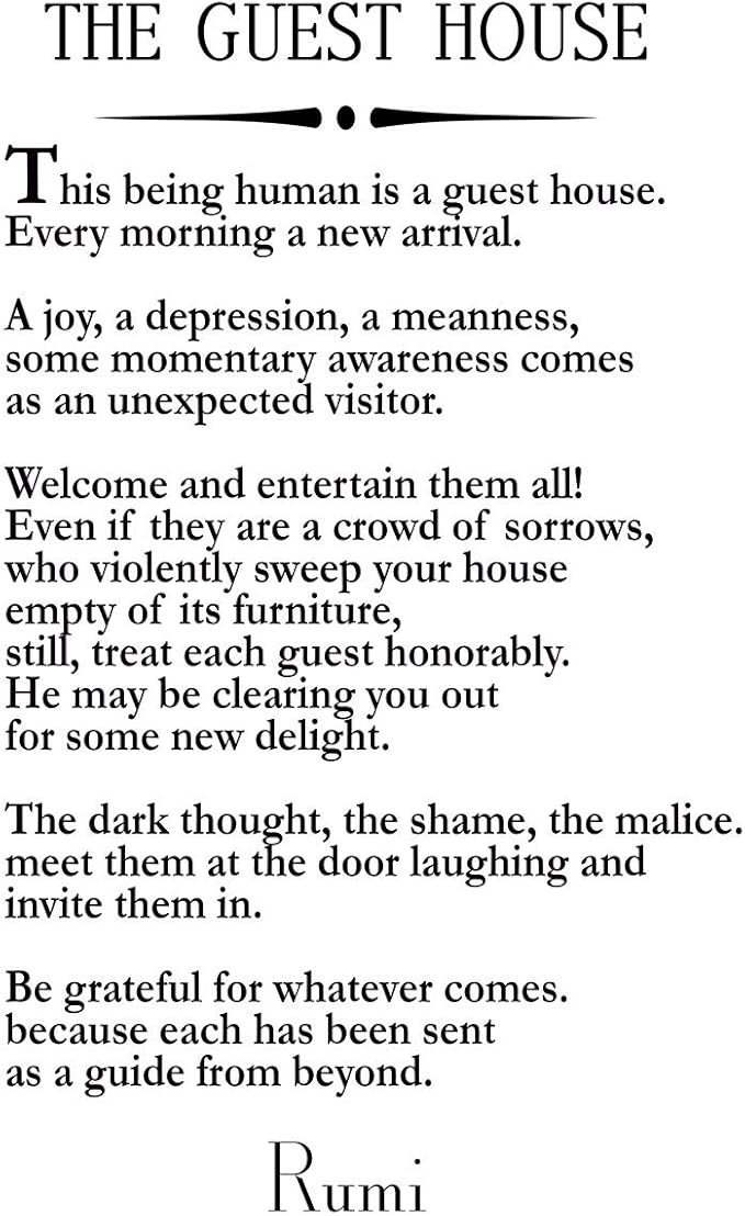 Rumi Quote The Guest House Poem by Rumi Inspiring Poem Guest House ...