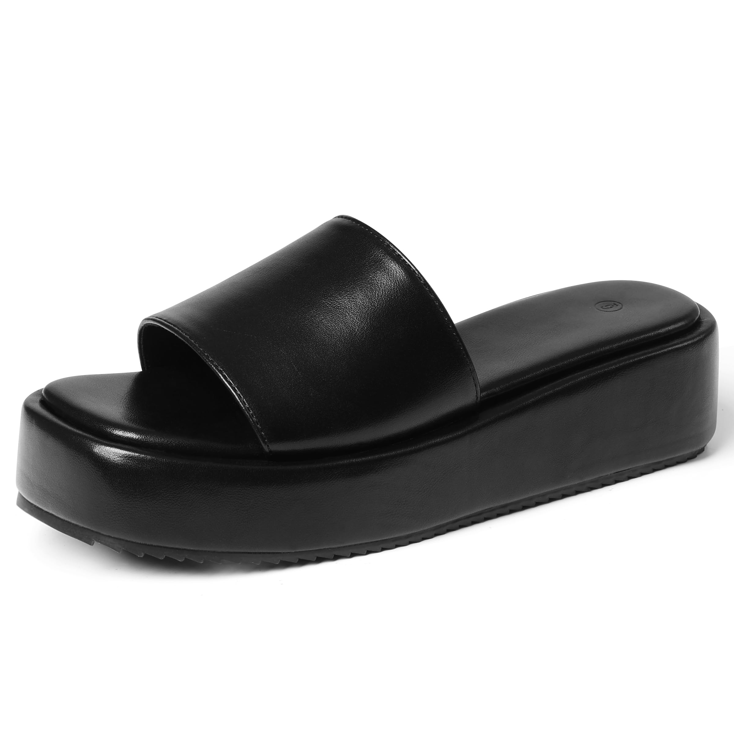 Women's Platform Wedge Sandals Square Open Toe Wedge Slides Black ...