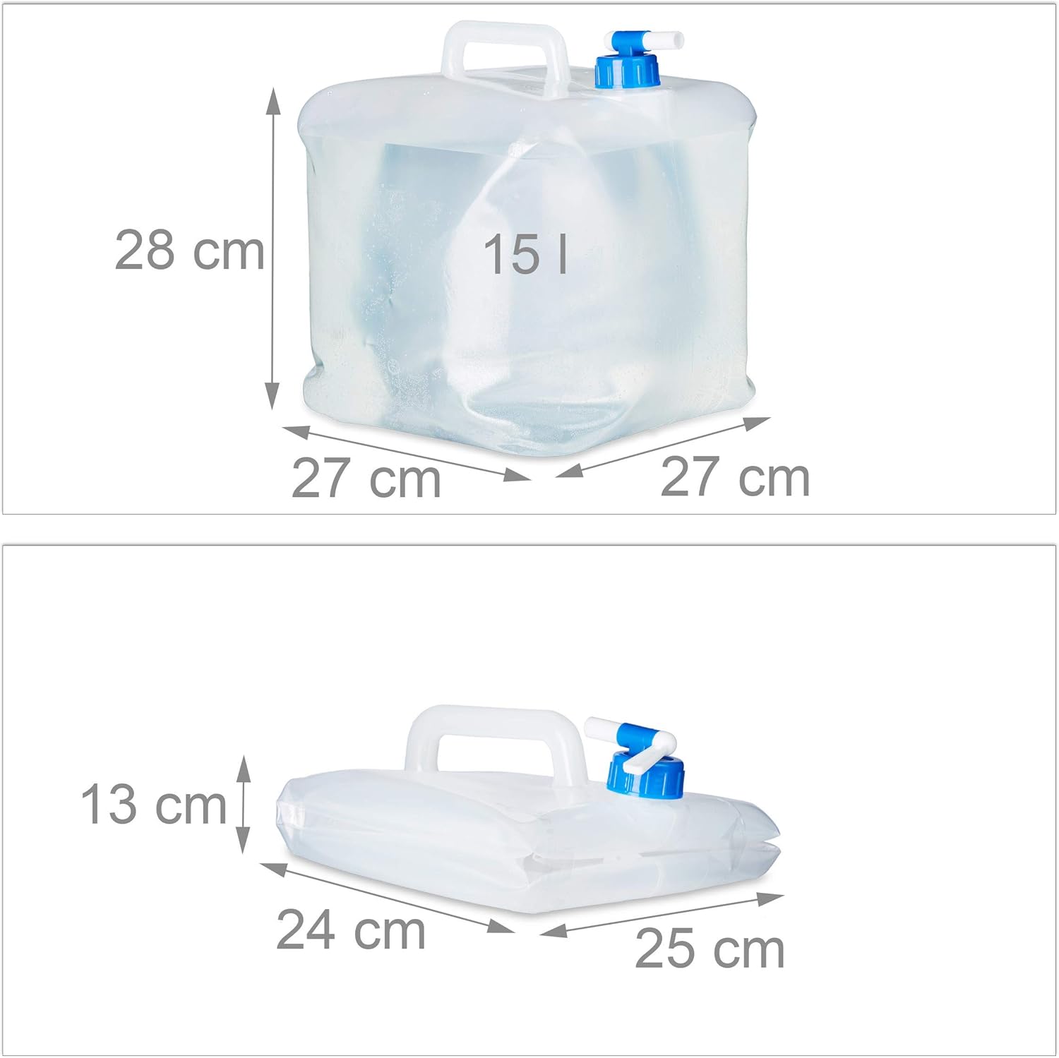 Relaxdays Foldable Water Container Set of 4, Square, Handle, with ...