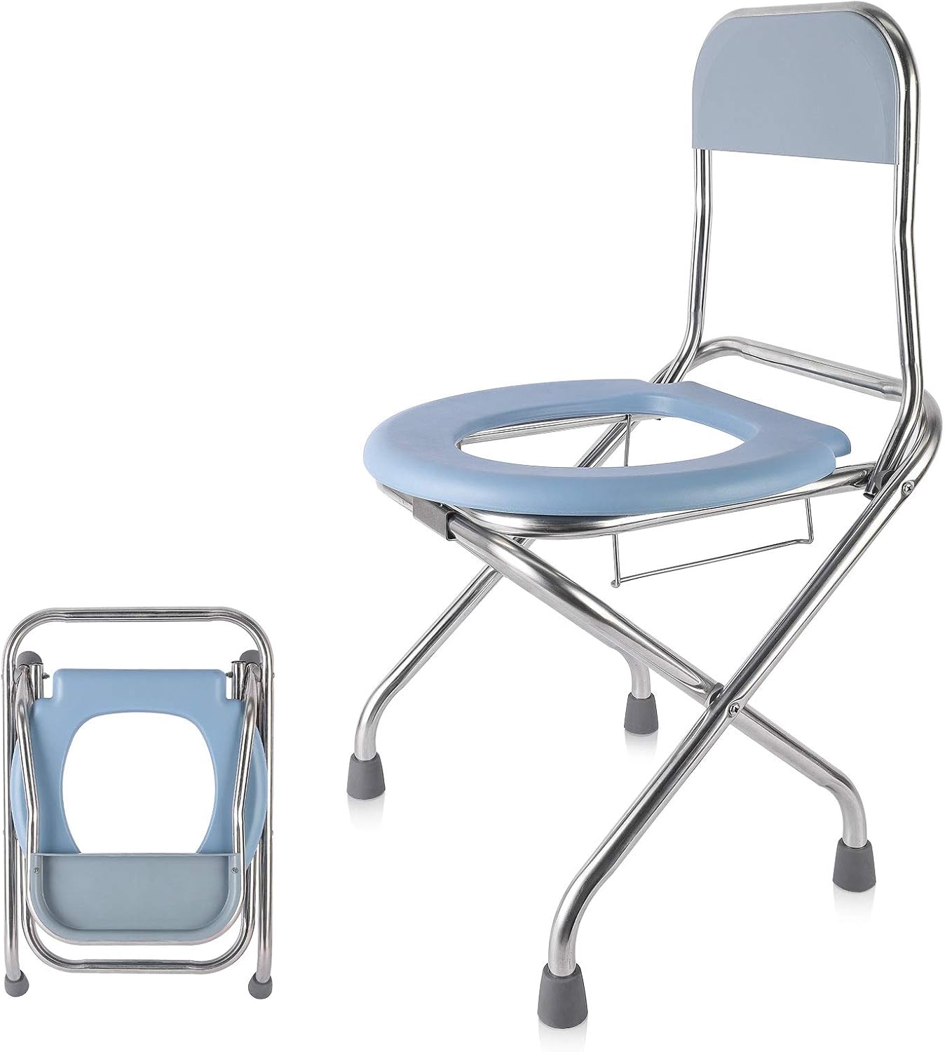 SUM GREEN Folding Toilet Chair with Cover lid Bedside Commode Chair ...