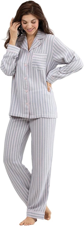 Amazon.com: PajamaGram Ladies Pajamas Button Front - Pajamas Women ...