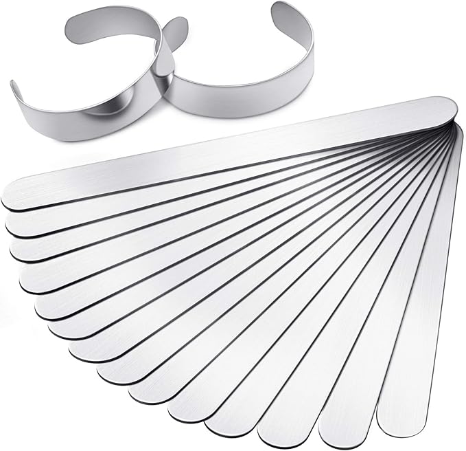 Hicarer 16 Pieces Bracelet Blanks Stainless Steel Blank Bracelet Cuff ...