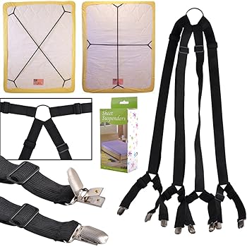 1 set Criss-Cross Adjustable Bed Fitted Sheet Straps Suspenders Gripper ...
