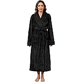 Women's Luxurious Fleece Bath Robe Plush Soft Warm Long Terry Bathrobe Full Length Sleepwear ...