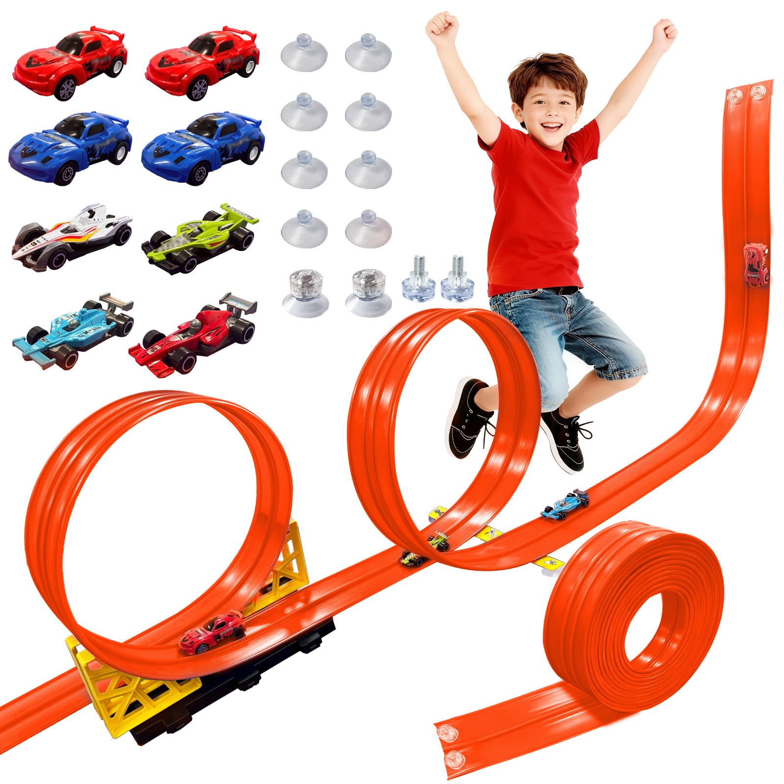 16.5 Ft Flexible Race Track Ramps Compatible with Hot Whels 1/64 ...
