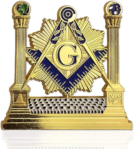 Masonic Pillars Car Emblem Shining Square & Compass Freemason auto ...