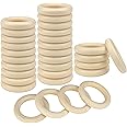 Amazon.com: 30 Pcs Unfinished Wooden Rings, Natural Wood Rings for ...