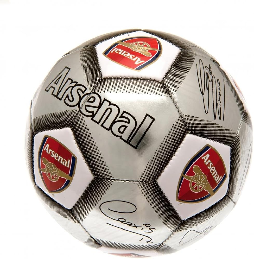 Arsenal FC Football Soccer Ball Size 5 Silver Signature Fan Gift Signed ...