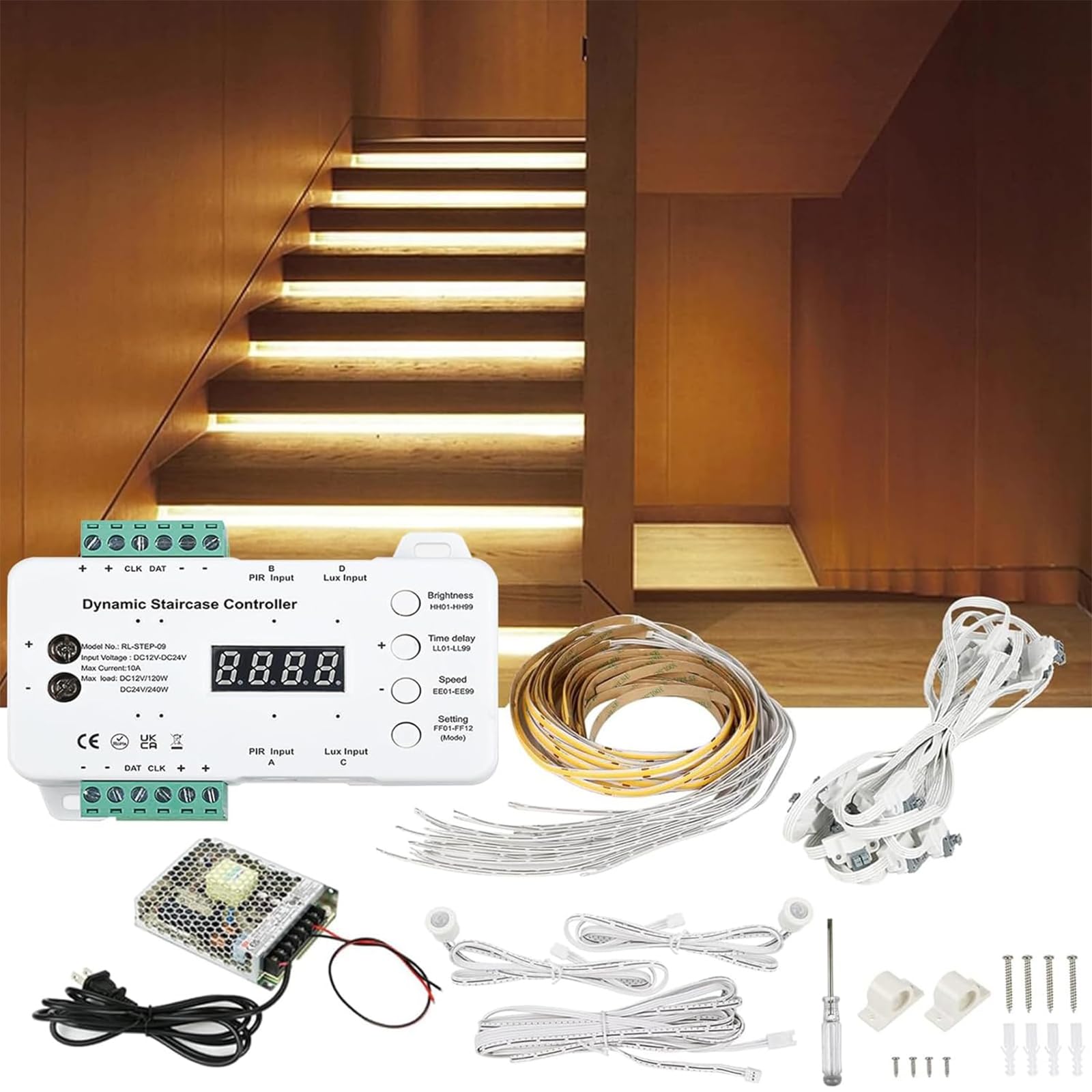 Copgge Indoor LED Stair Light Motion Sensor Complete Set Stair Running ...