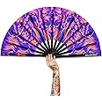 Amazon.com: Raveahem UV Glow Rave Fan, Bamboo Folding Clack Hand Fan ...