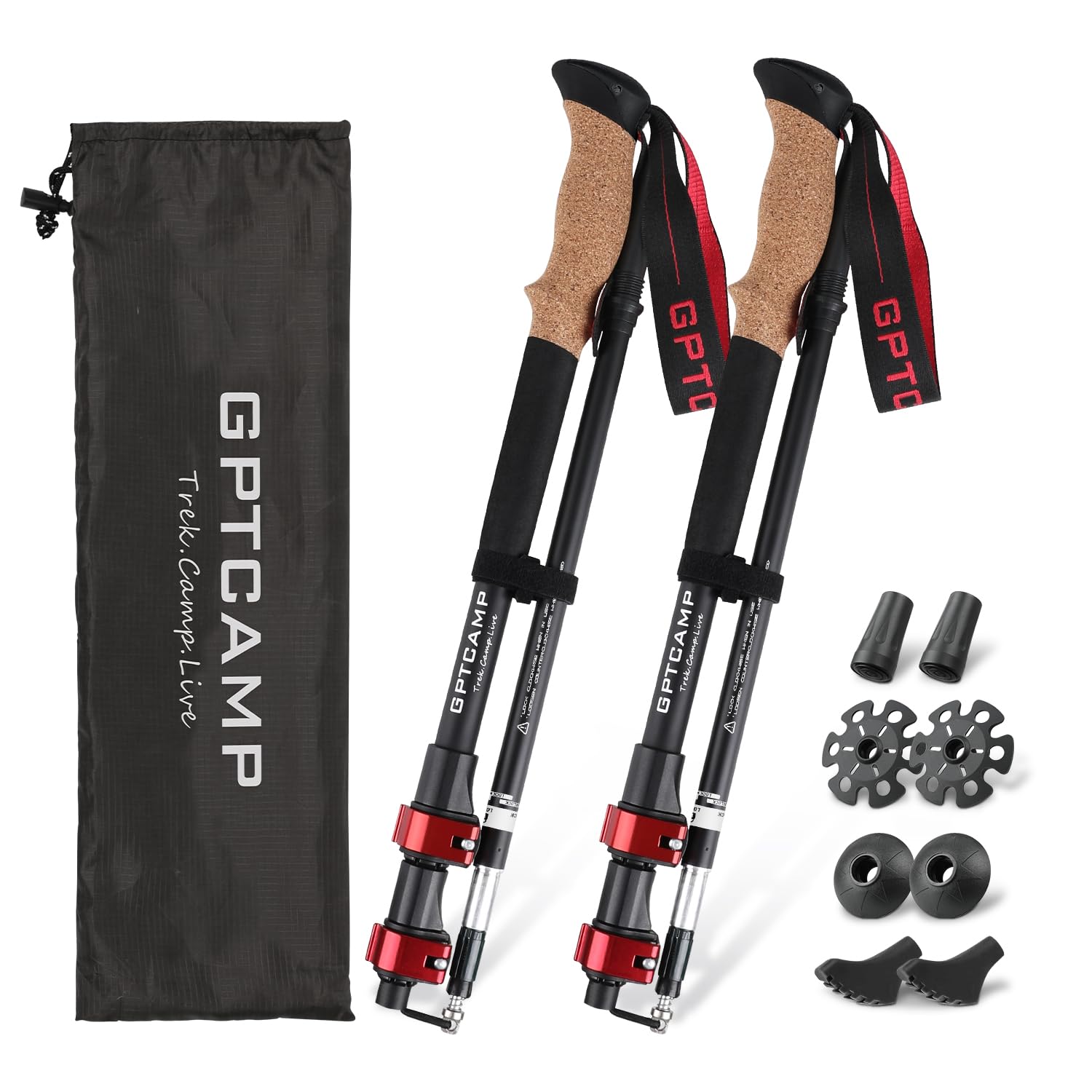 GPTCAMP Walking Sticks,Trekking Poles Collapsible Hiking Poles ...