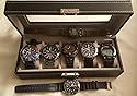 Amazon.com: JOINFIT Watch Box 5 Mens Watch Case Glass Top Organizer ...