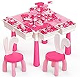 Amazon.com: arscniek Toddlers Activity Table 7 in 1 Kids Activity Tables and Chairs Set with ...