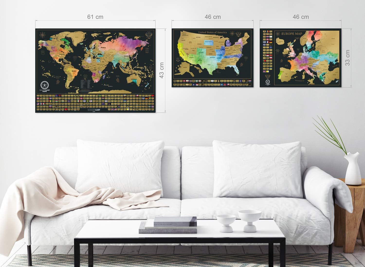 Scratch Off Map – Ultimate Watercolor Pack (World, USA, and Europe) | 3 ...