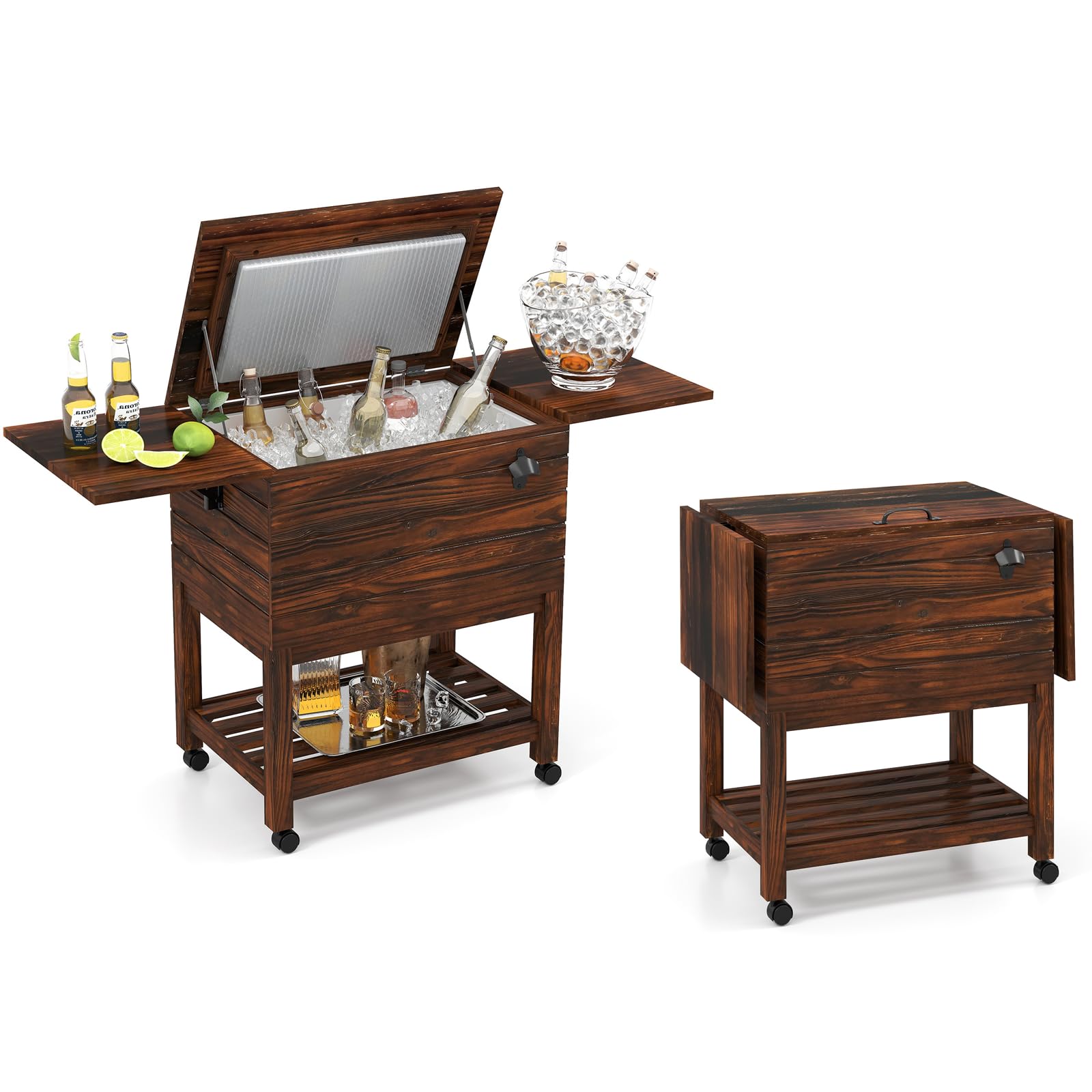 Byroce 54 Quart Outdoor Cooler, Patio Party Cooler Stand with 3-Layer ...