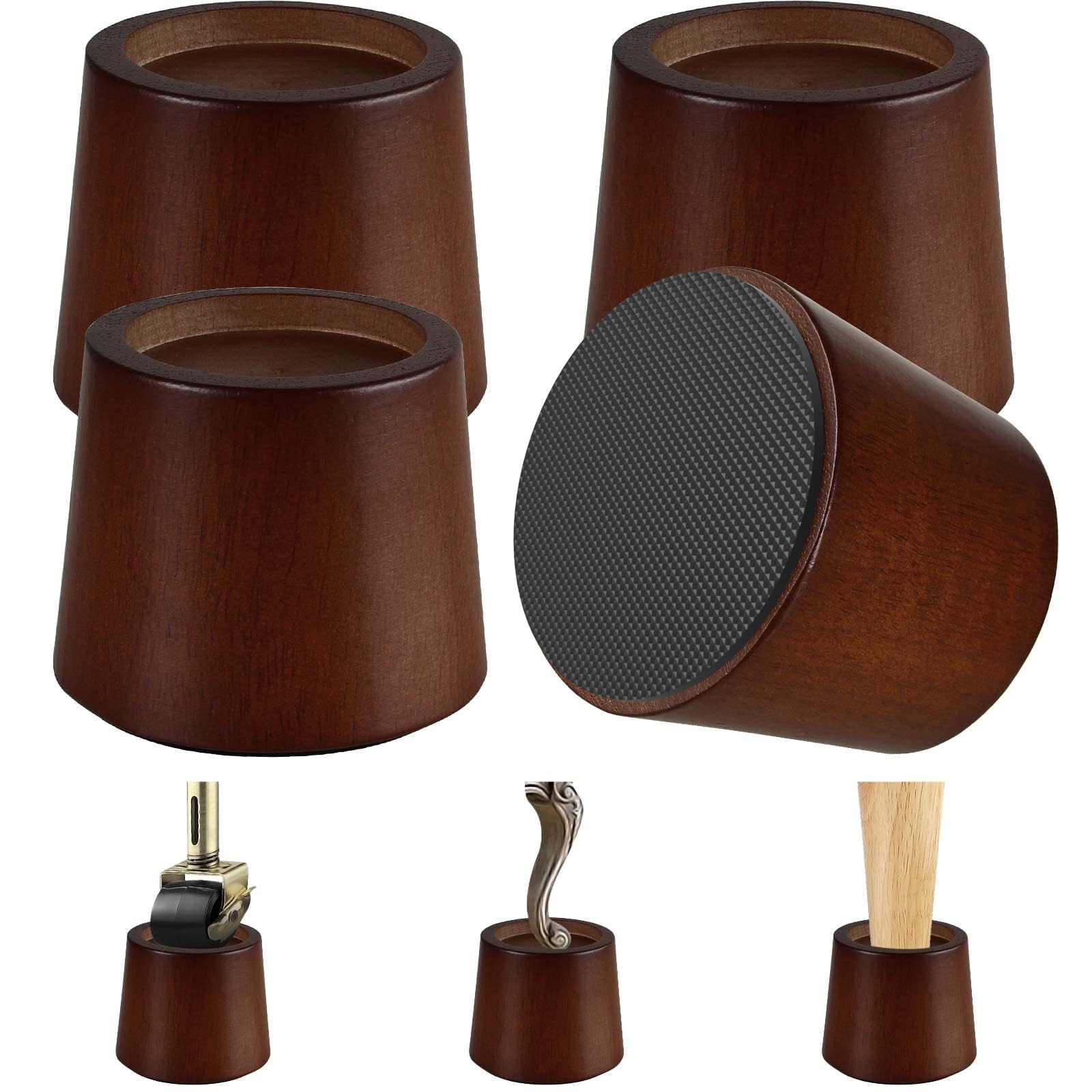KOIKEY Wooden Furniture Bed Risers - 3 Inch Circle Heavy Duty Furniture ...