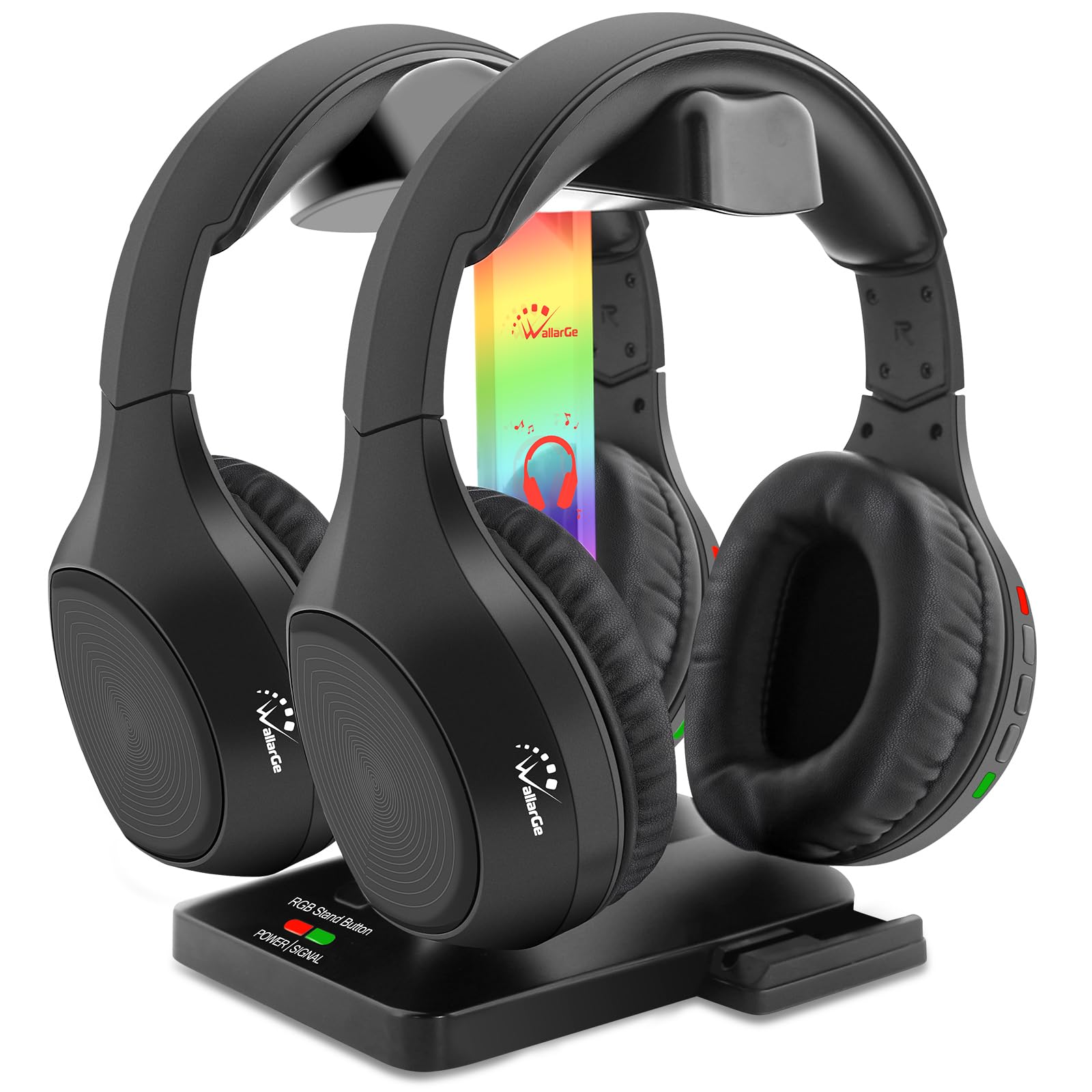 WallarGe Dual Wireless Headphones for TV Watching with 5.8GHz RF ...