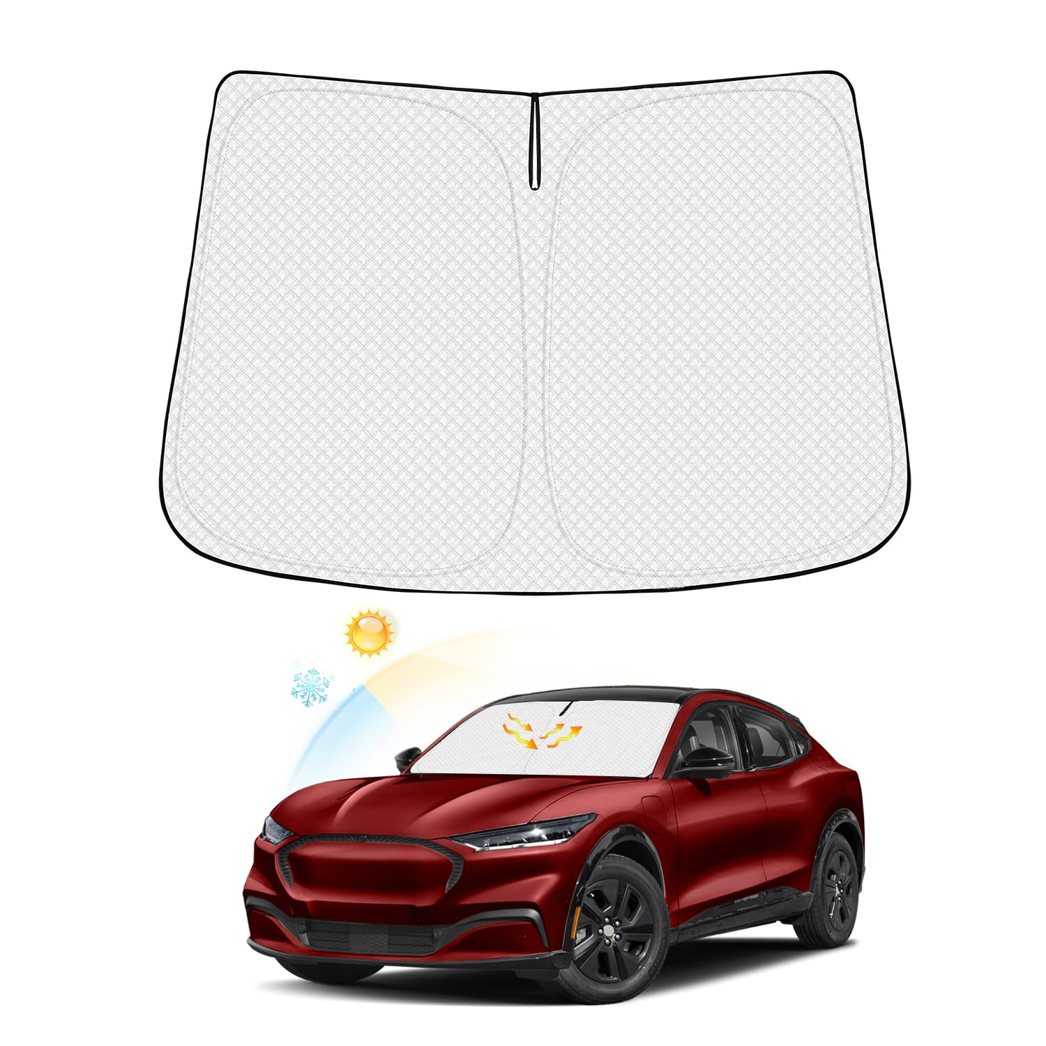 Canvcle Windshield Sun Shade for 2021-2024 2025 Ford Mustang Mach-E Accessories Thicken 6-Layer ...