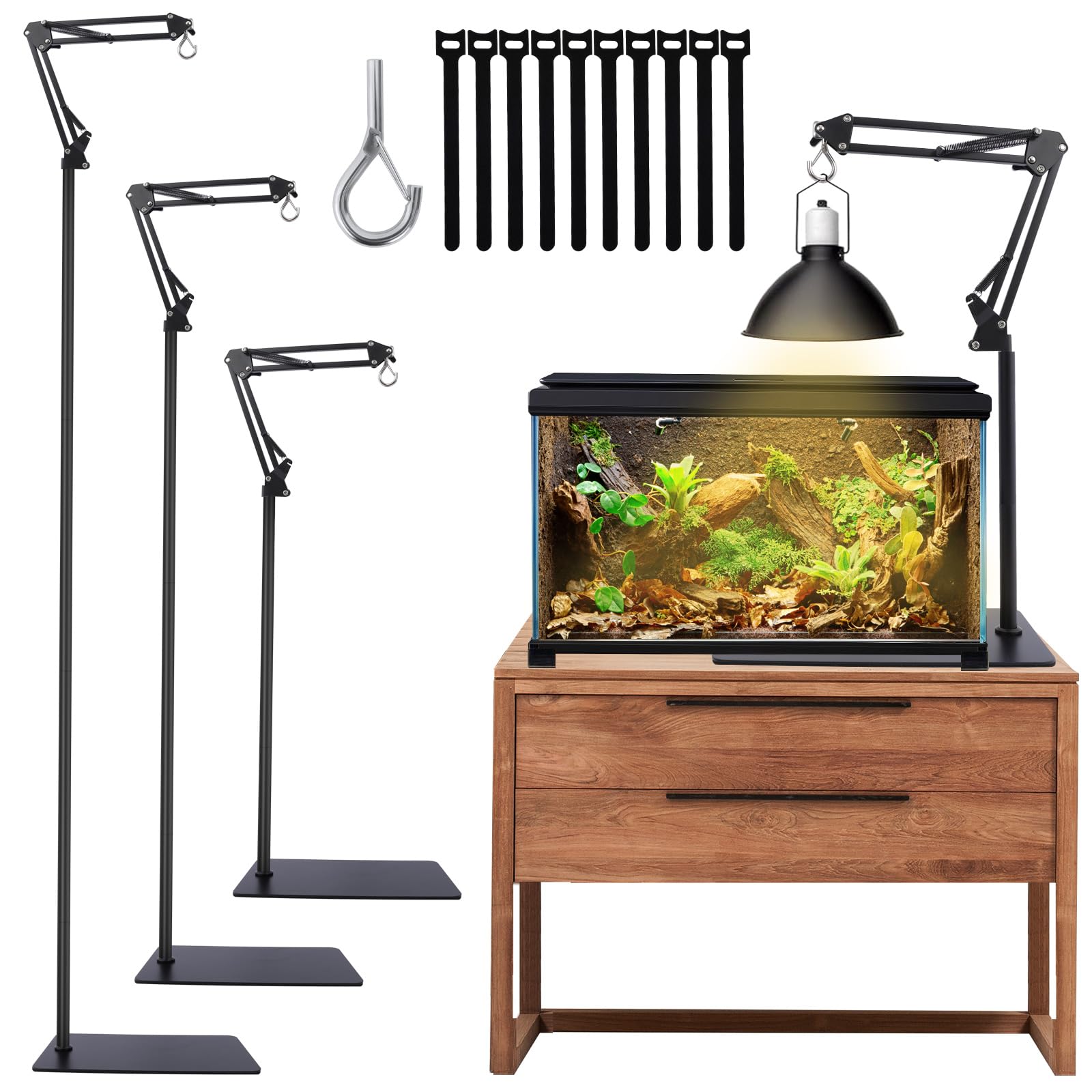 MECESOR Reptile Lamp Stand Adjustable Height 15.7-73.6inch with 360 ...