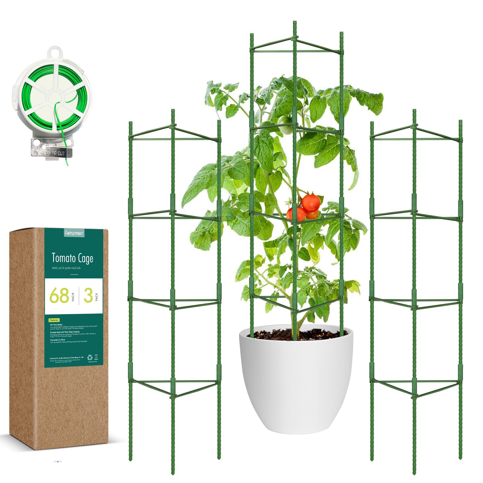 Tomato Cage for Garden, Fetanten 68 Inches Tomato Trellis for Climbing ...