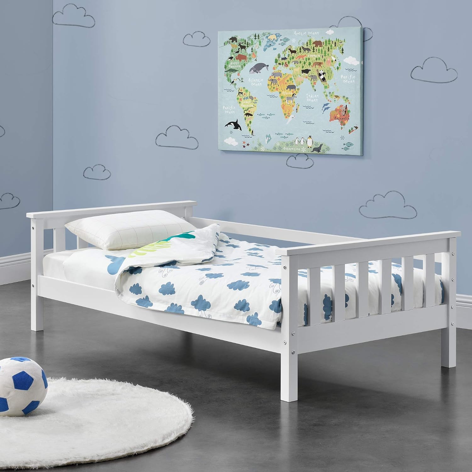 [en.casa] Kinderbett mit Stauraum 70x140 cm Jugendbett bis 50 kg mit ...