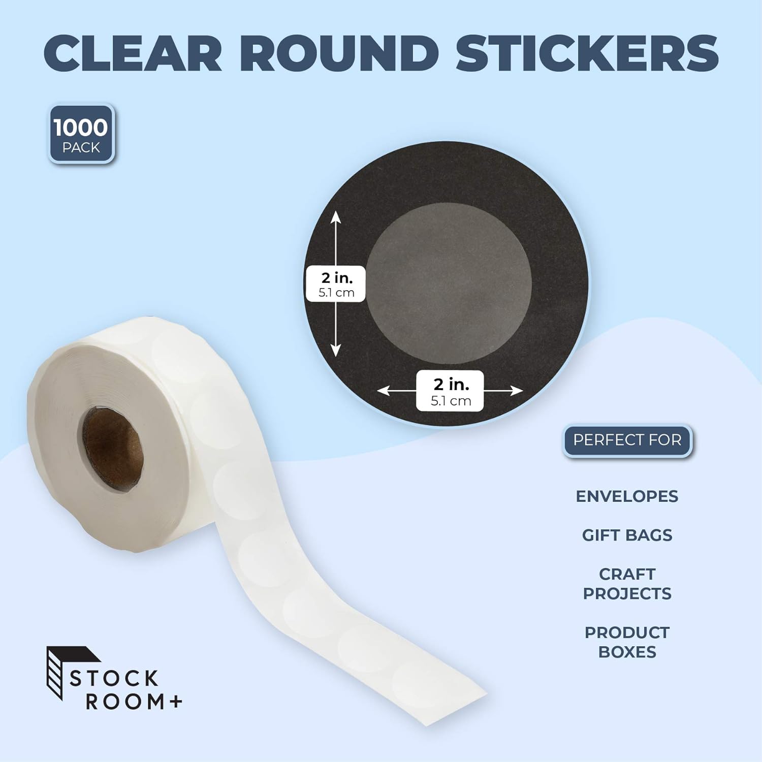 Envelope Seals, Clear Mailing Labels, Round Stickers Roll (5.1 cm, 1000 ...