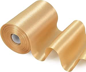 Amazon.com: TONIFUL 4 Inch x 22 Yards Wide Gold Satin Ribbon Solid ...