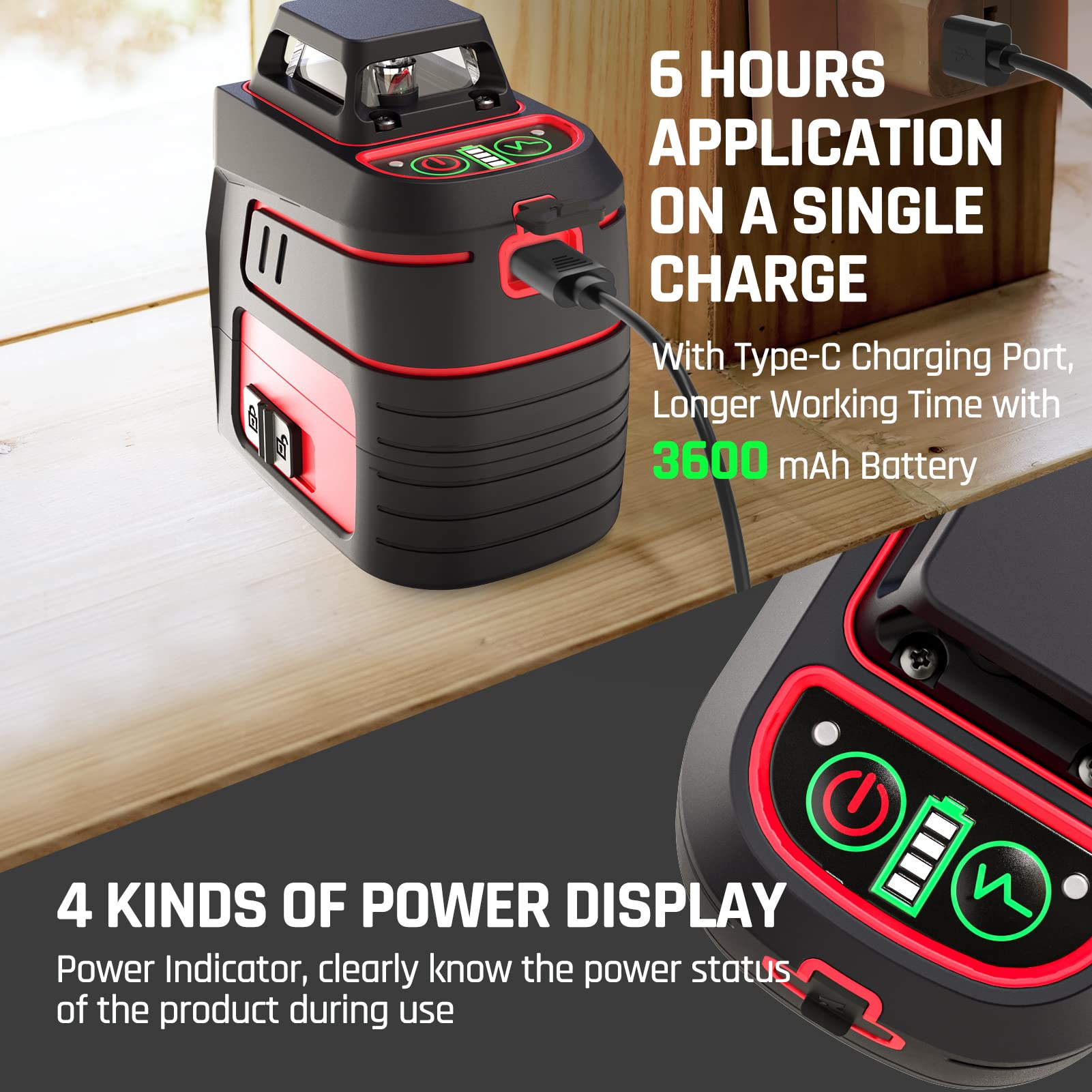 Mua Self Leveling Laser Level 3x360° 3D Cross Line Rotary Lasers Green ...