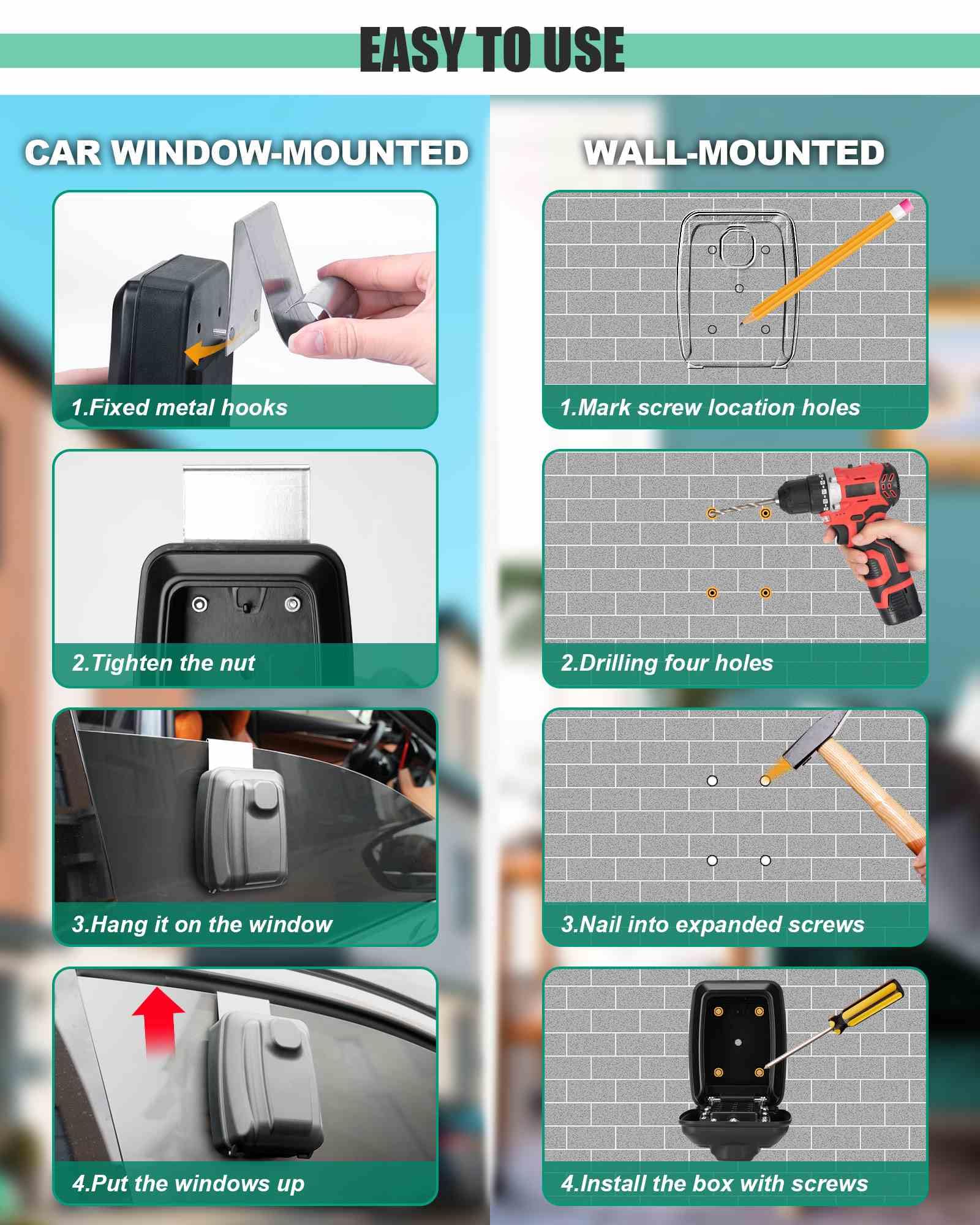 Mua Tevlaphee Car Lock Box Punch Button Combination Car Window Key Safe ...