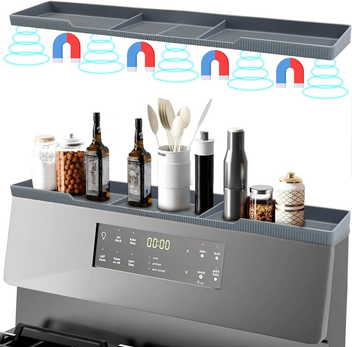 Silicone Magnetic Stove Shelf For Back Of Stove - Over The Stove Shelf ...