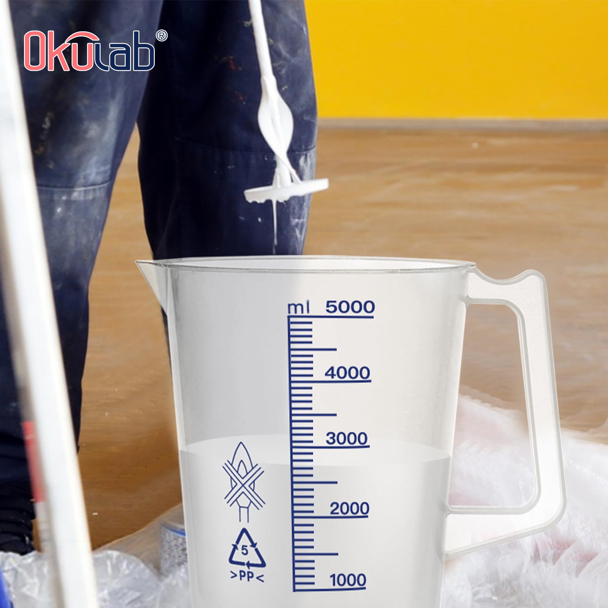 Plastic Beaker Set, Vol. 5000ml Measuring Beakers With Handle And Spout, 169oz Measure Pitcher ...