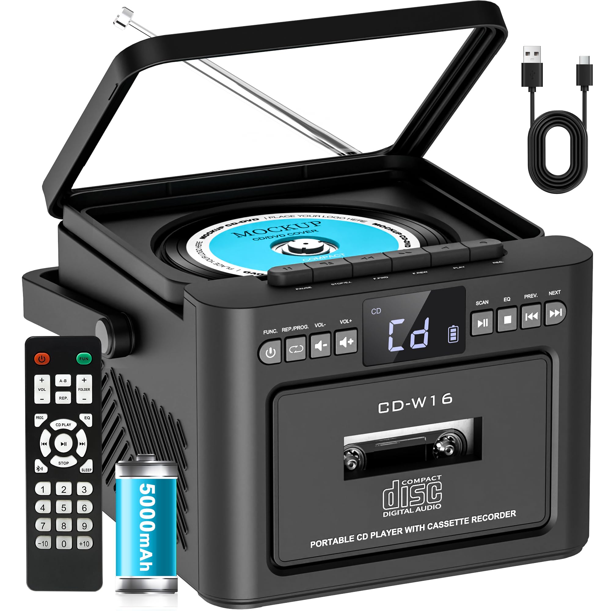 Mua Rechargeable CD Player Boombox with Cassette Player, Bluetooth ...