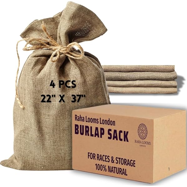 Jute Storage Sacks HAMBOLY 5-Pack Large Burlap Bags 24x40 - Reusable ...