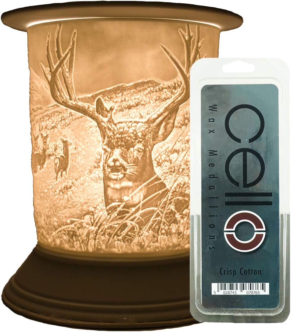 Cello Z8313 Straight Electric Melt Burner Highland Stag Design, Bundled ...