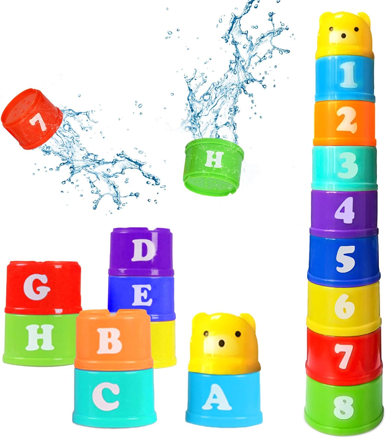 9 Stück Stapelbecher Baby,Kinder Stapeln Tassen,Stapel Tasse Spielzeug ...