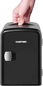 Amazon.com: Chefman Mini Portable Black Personal Fridge Cools Or Heats ...