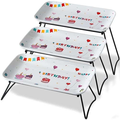 HAPPY KIT 3 Tiered Serving Platter, 3 Tier Porcelain Tray and Cupcake ...