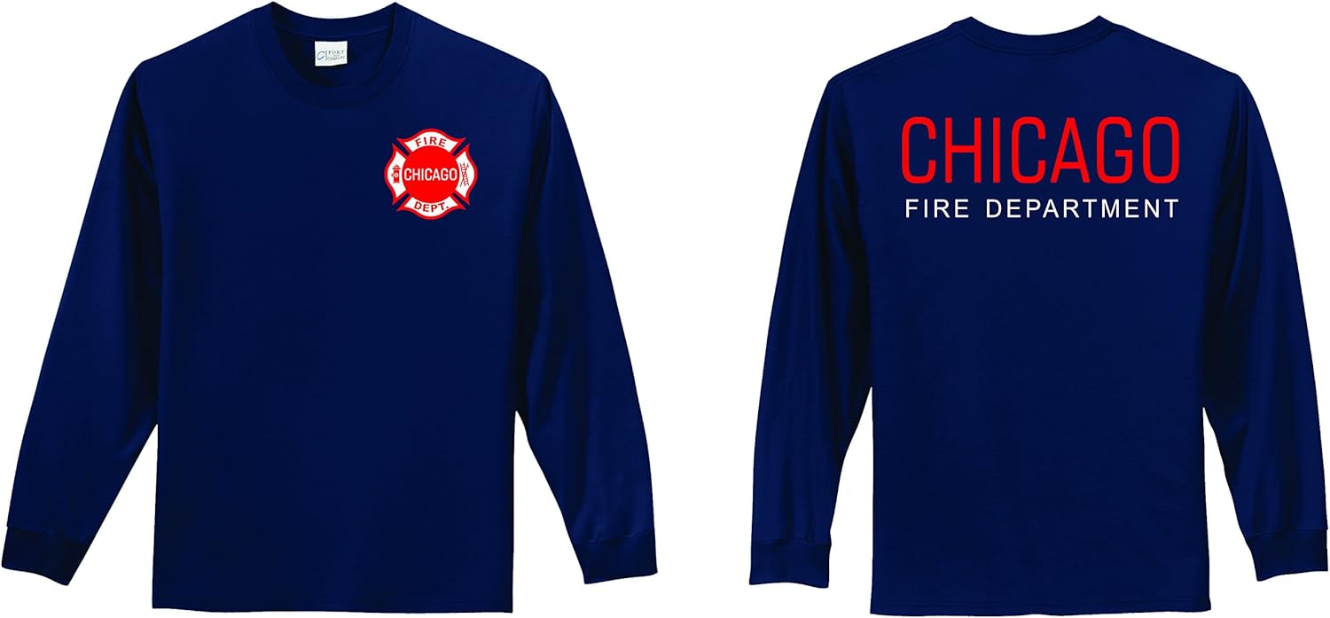 Chicago Fire Department Longsleeve Duty T-Shirt (X-Large) Navy Blue ...