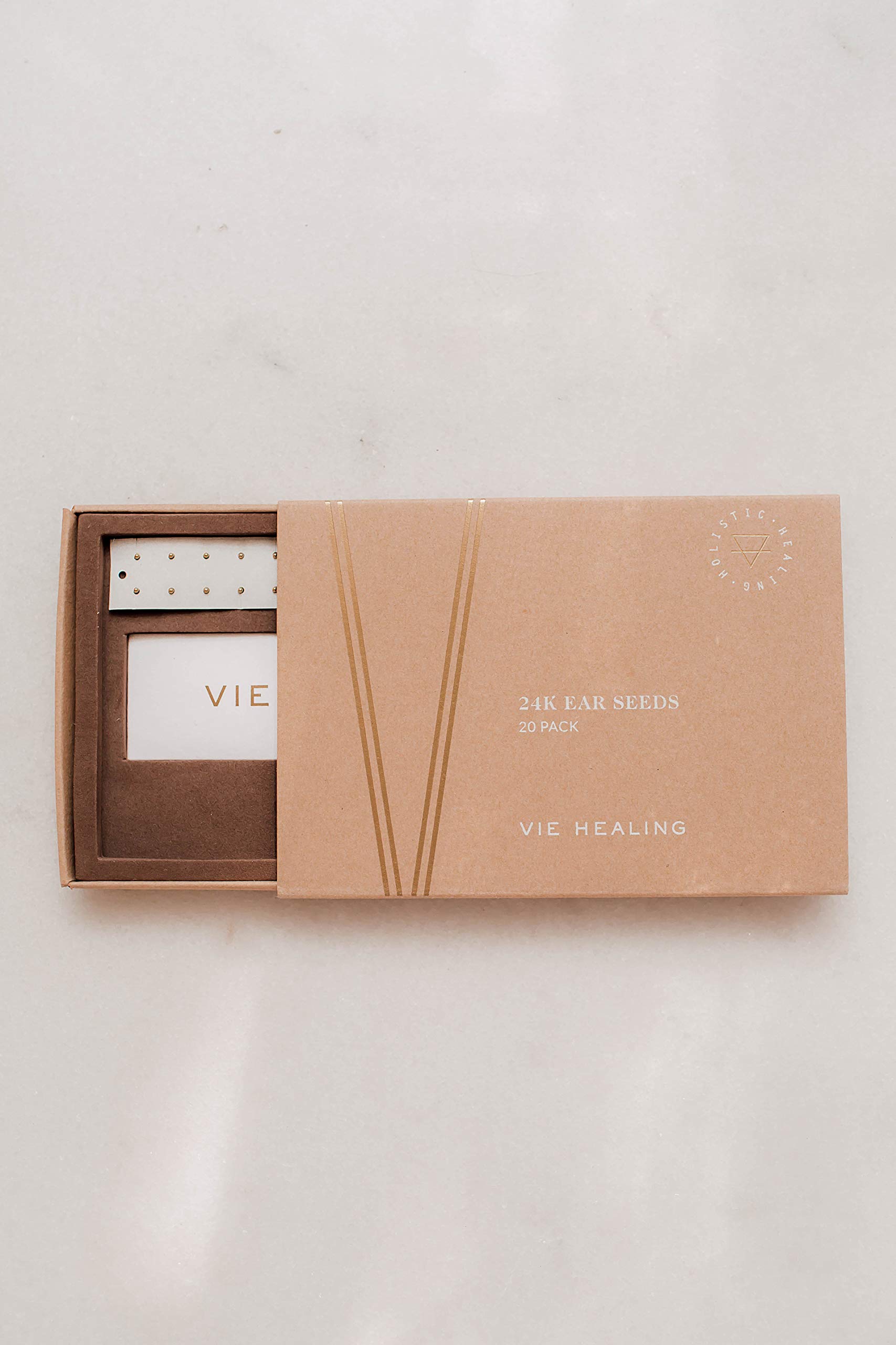 Vie Healing 24k Gold Acupressure Ear Seeds, with Ear Chart, Reflexology ...